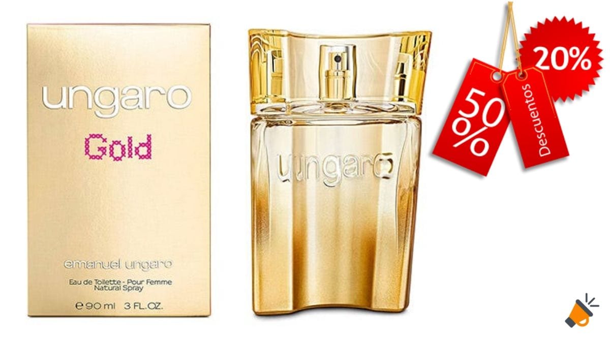 ¡81% DTO. SOLO HOY! Perfume Ungaro Gold 90ml por 14,95€
