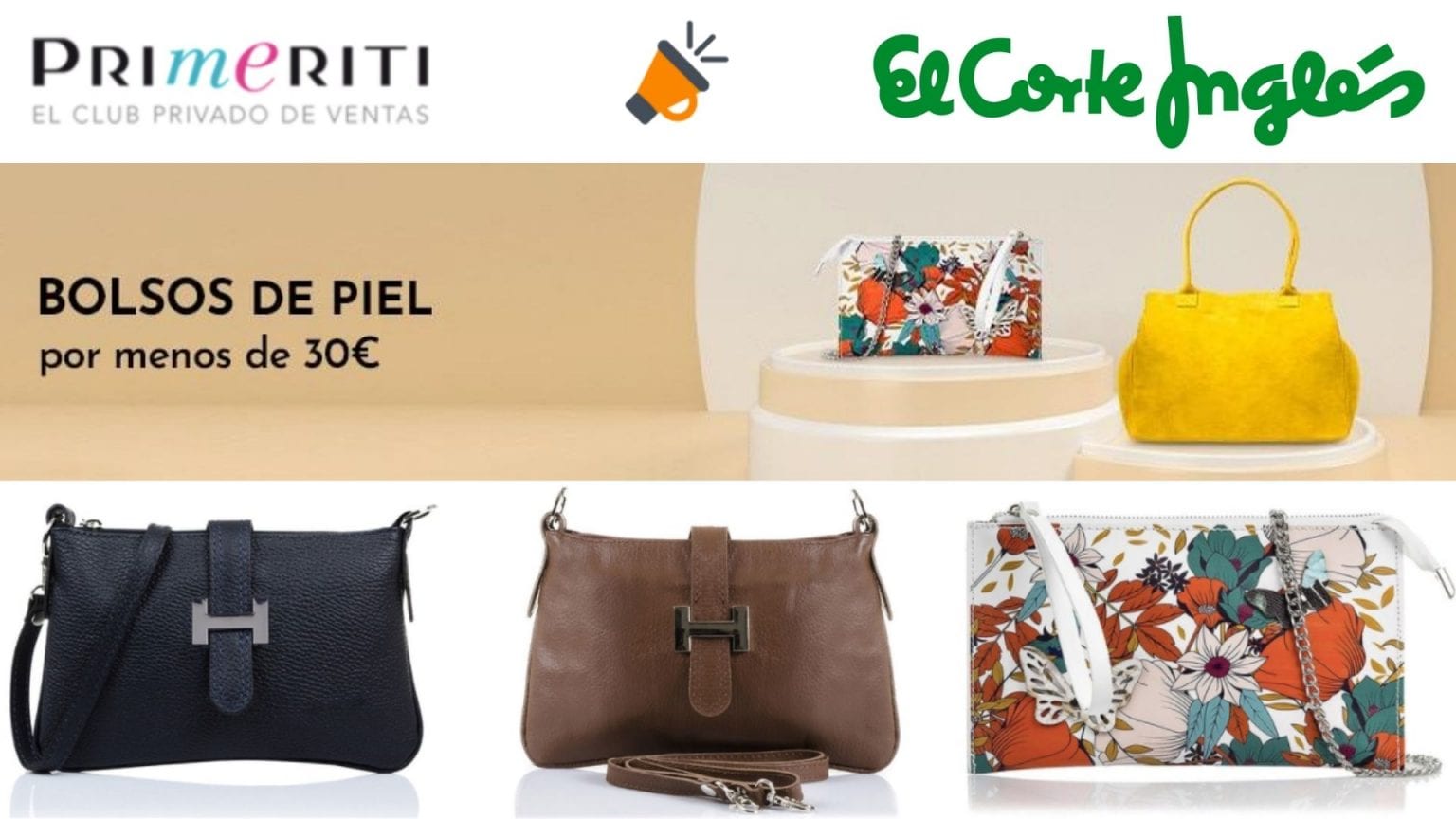 👜 Especial bolsos y complementos de piel con hasta 80% DTO. en Primeriti