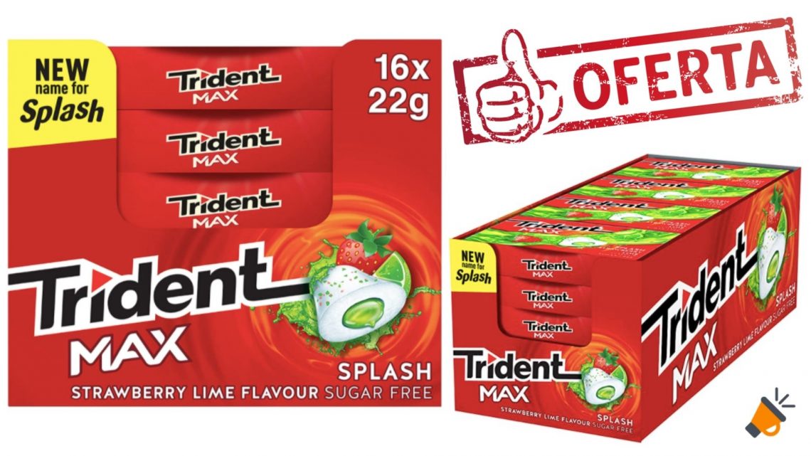 Paquete de 16 Envases Chicles Trident Max Splash Fresa y Lima por SOLO ...