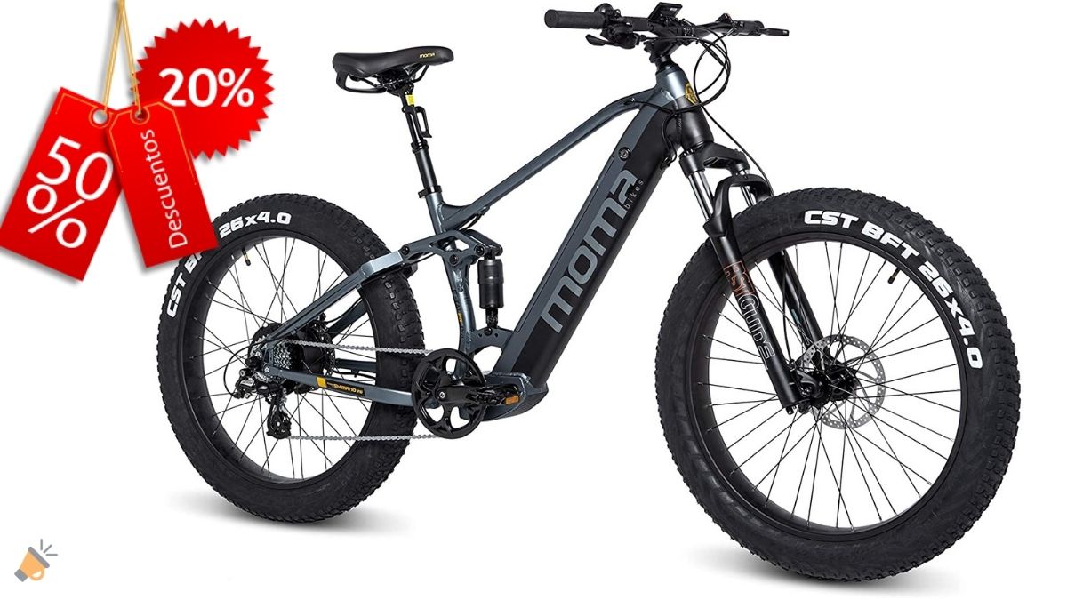Bicicleta eléctrica MOMA FATBIKE PRO 26″ (25km/h y 120km) por 300€ en ...