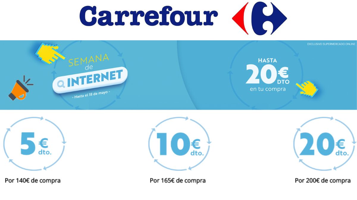 🛒🆕 Hasta 20€ EXTRA GRATIS en la Semana de Internet en Carrefour