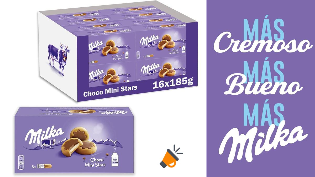 Pack x16 Paquetes galletas Milka Choco Mini Stars por SOLO 26,49 ...