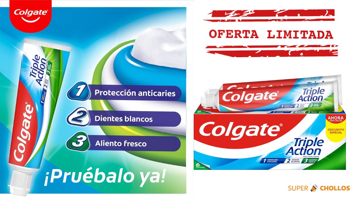 Pack x6 Pasta de dientes Colgate Triple Acción por SOLO 4,68€ (0’78€/ud ...